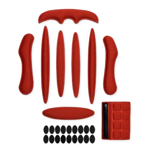 Cycling Helmet Padding Kit (2-Pack), Universal Replacement Bicycle Foam Pads Padding Cushions Set for Outdoor Sports Bike Helmets, Red