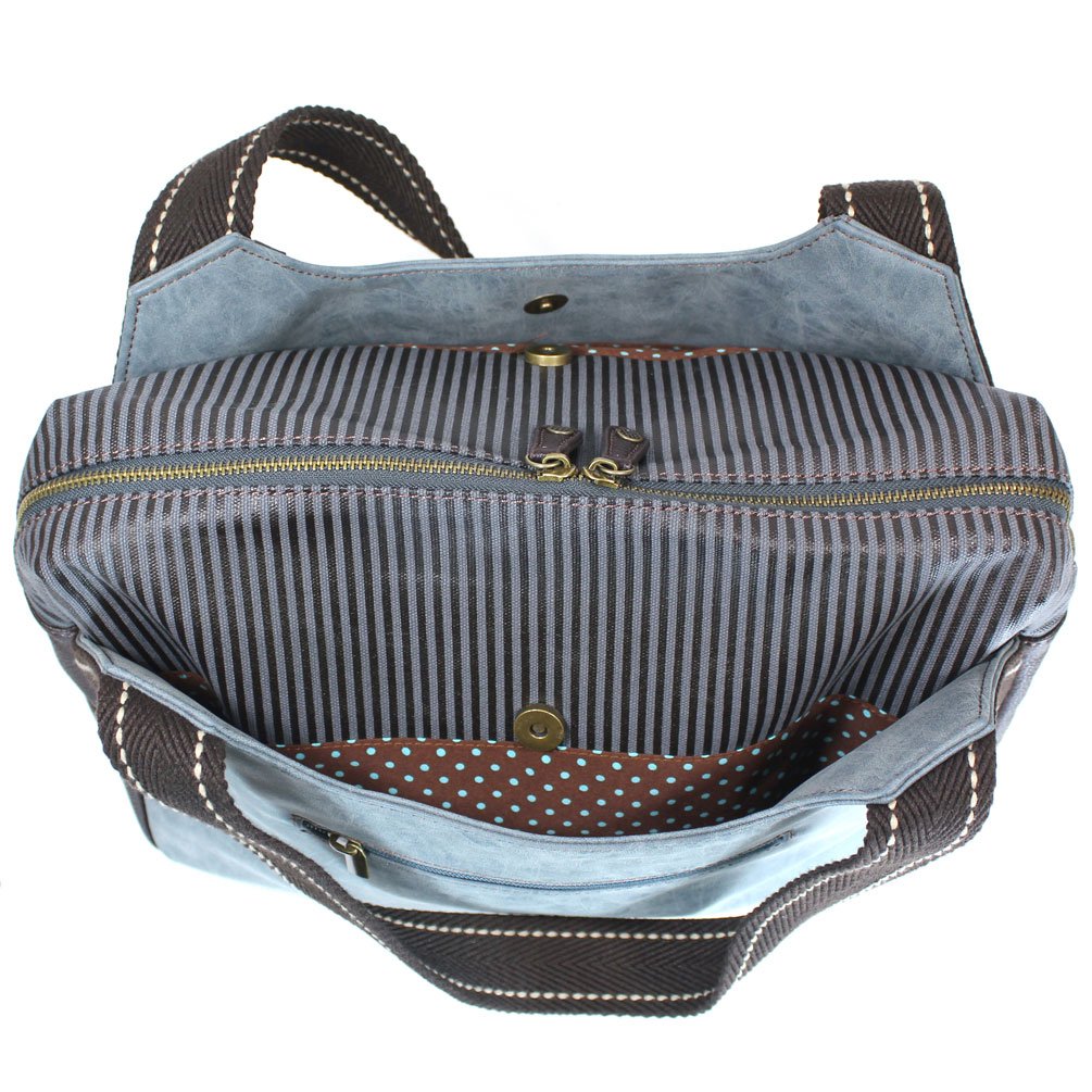 CHALA Handbag Bowling Zip Tote Garden Creature Collections (Indigo- Two-Turtle)