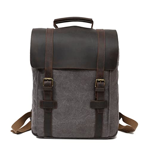 Canvas Backpack For Men Outdoor Travel Rucksack Working Laptop Bag (Color : G, Size : 15.6 * 12.5 * 4in)
