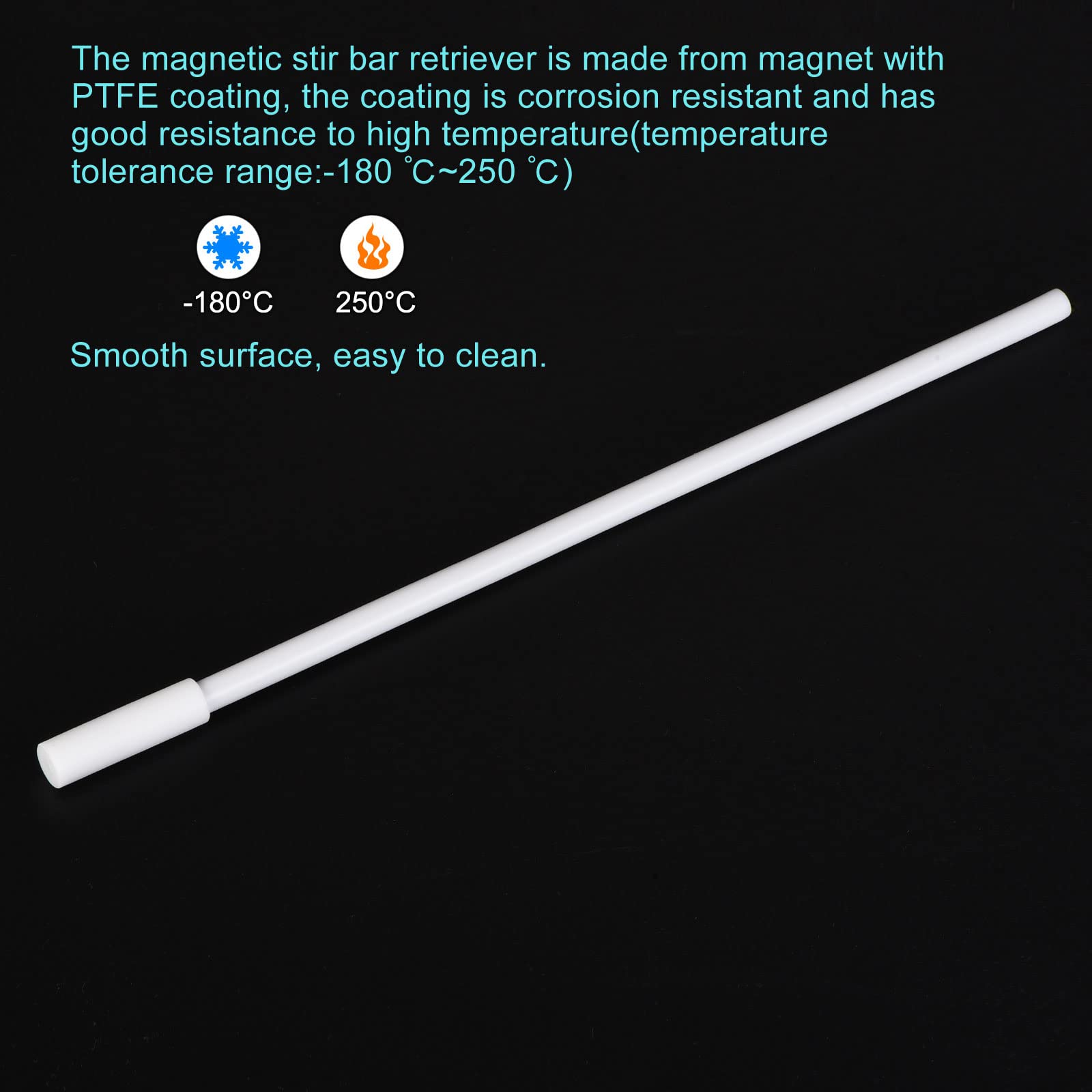 MECCANIXITY Magnetic Stir Bar Retriever 250mm(9.84 inch) Length PTFE Coating White