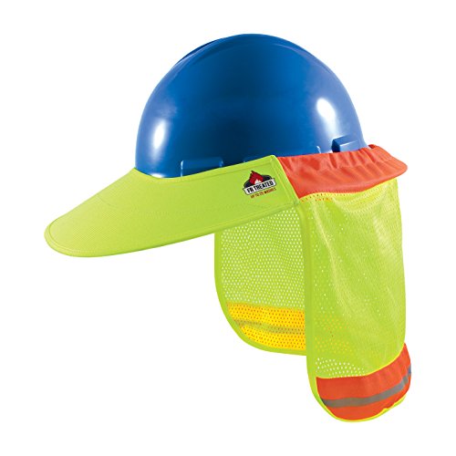 EZ-Cool 396-801FR-YEL FR Treated Hi-Vis Hard Hat Neck Sun Shade Shield Accessories with Visor, Large, Yellow - Fits Both Cap Style & Full Brim Hard Hats