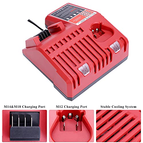 Elefly Replacement for Milwaukee M-12 M18 Battery Charger 48-59-1812, Compatible with Milwaukee 12V-18V M18 Battery 48-11-1852 48-11-1850 M-12 48-11-2460 48-11-2411