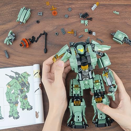 HIGH GODO Transforming Mech Robot Building Blocks Set,Destroy Warrior City Action Mech Model Building Kit, 542 PCS Cool Robots Toys Gift for Adults and Kids Boys 6 7 8 10+, Compatible with Lego