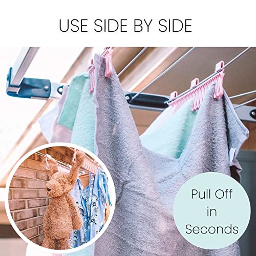 Loomey Plastic Laundry Dryer Hanger Clips Highly Suitable for Socks, Underwear, Small and Baby Clothes, Nappy, Bibs Sturdy Gripping Slip Resistant Plastic pegs for Washing line (4X17 Pins) (Cream)
