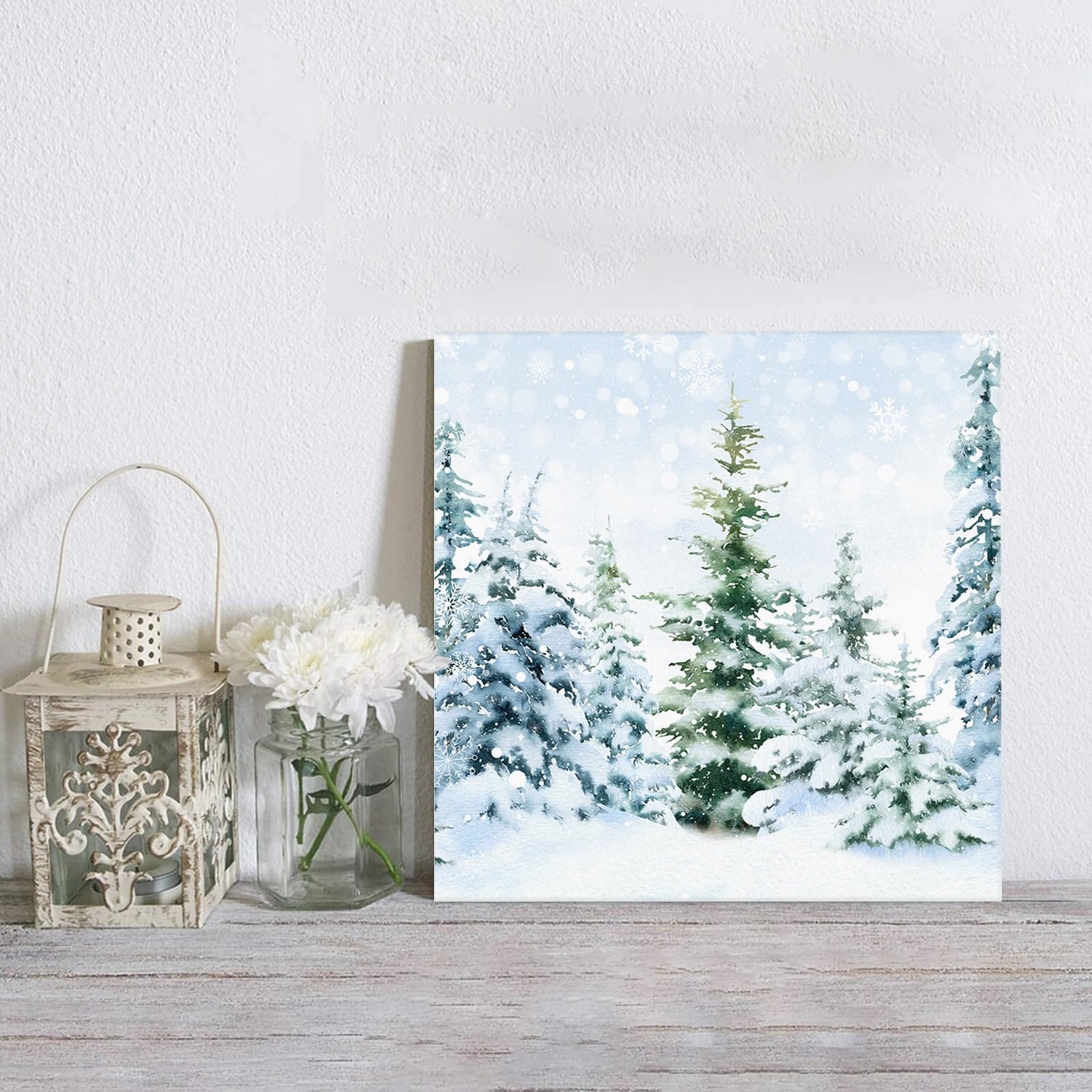 Christmas Canvas Wall Art Prints Painting Winer Snowy Tree Modern Frame Wall Decorative Artwork Ready to Hang for Living Room