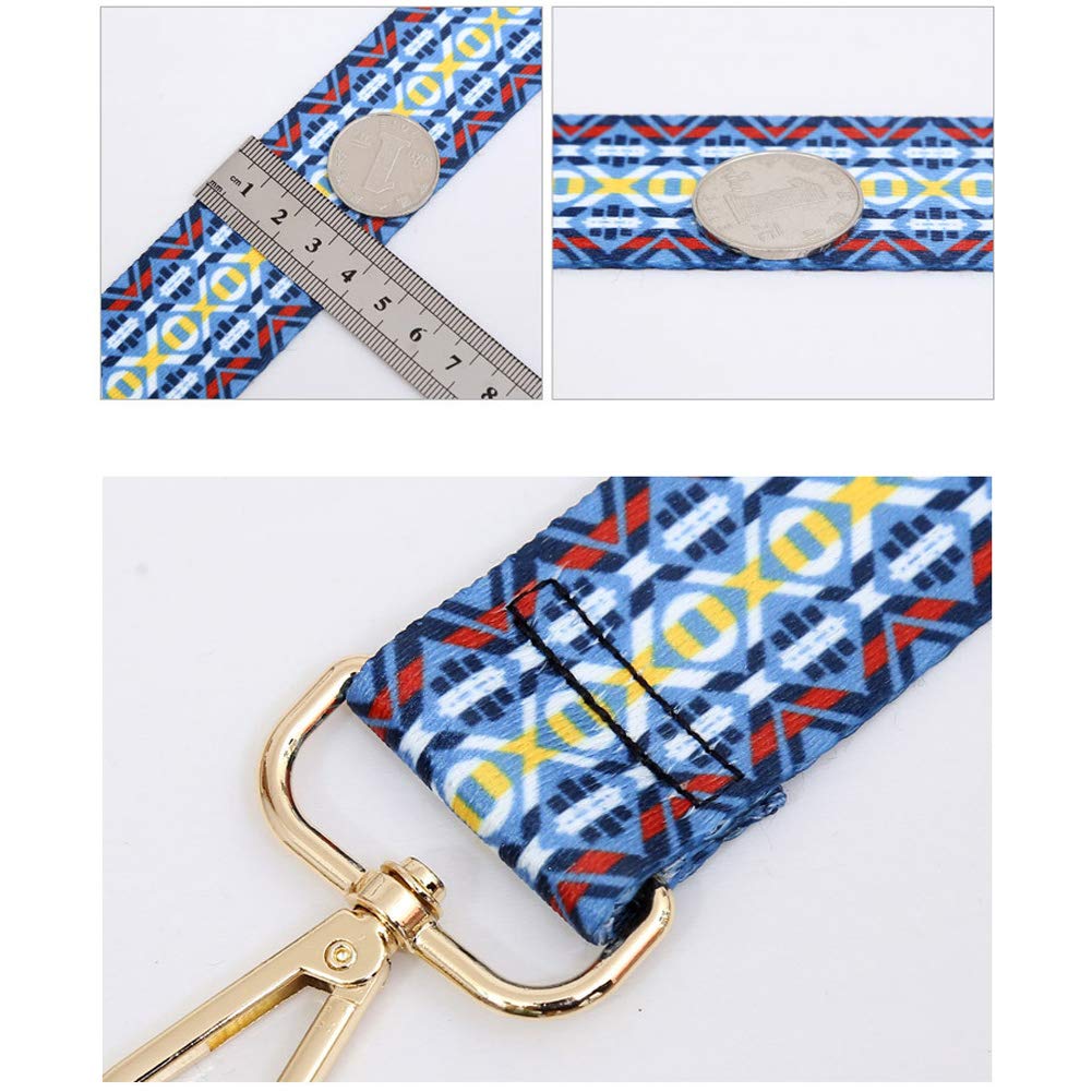 UMILY Purse Strap Replacement Multicolor Canvas Crossbody Strap for Handbags 80-140cm Length,3.8cm Wide