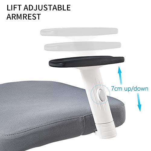 Cedric Office Chair,Breathable Mesh Computer Chair with Ergonomic Adjustable Lumbar Support, White Swivel Desk Chair with Adjustable Armrest and Headrest, Soft Cushion Seat
