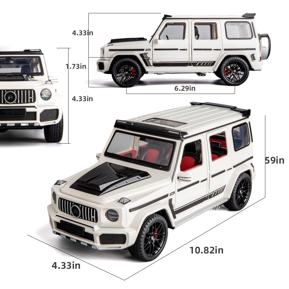 WAKAKAC 1/18 Scale Benz Model Car for Adults Collectible,Pull Back Vehicles with Music and Light,Hood Can Be Opened Cars(White)