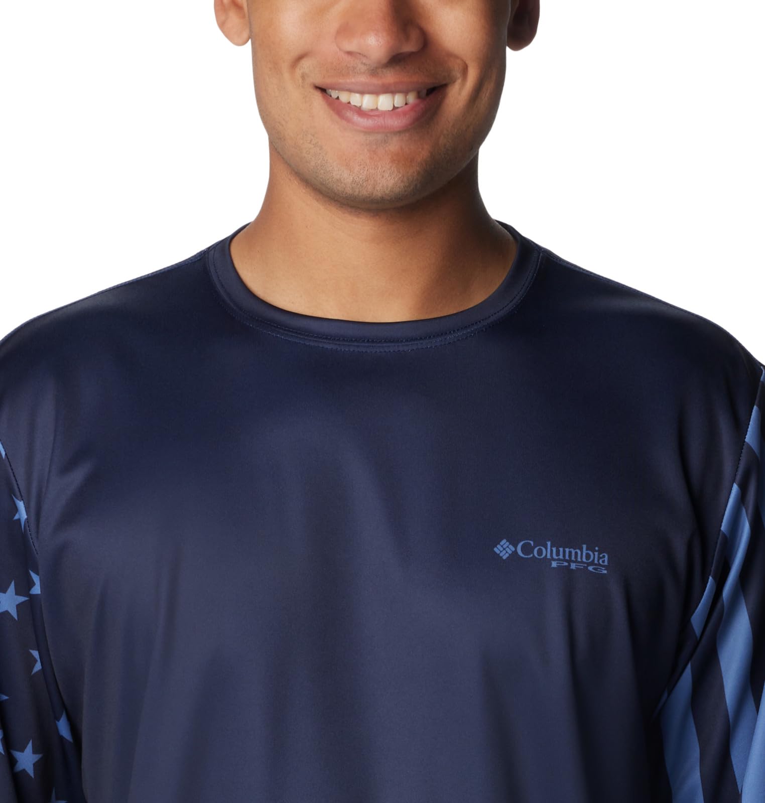 Columbia Men's Standard Terminal Tackle PFG Americana LS, Vivid Blue, X-Large
