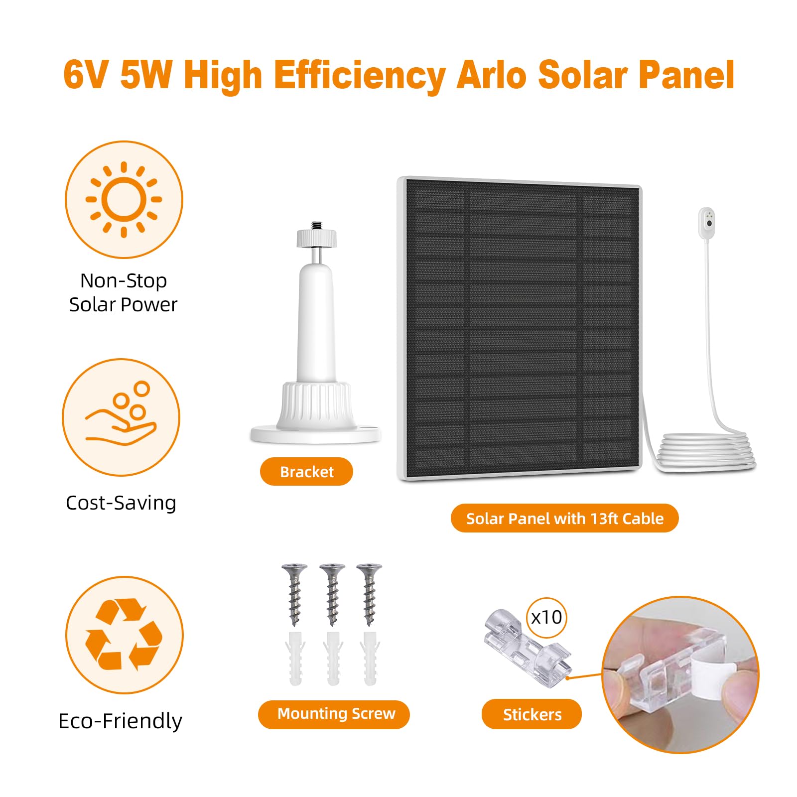 Coohchch Solar Panel Charger for Google Nest Camera Outdoor & Indoor (Battery Version), 6V 5W Output Solar Panel Fast Charge, Camera Solar Panel Charger with 360 Degree Adjustable Solar Holder