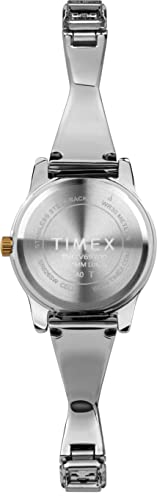 Timex Women's Fashion Stretch Bangle 25mm Watch - Two-Tone Expansion Band Silver-Tone Dial Two-Tone Case