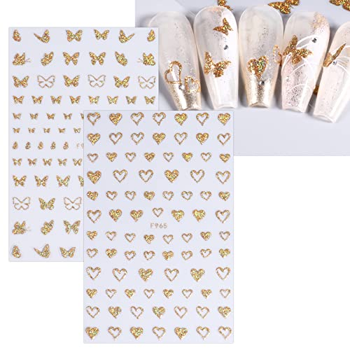 JMEOWIO 8 Sheets French Tip Nail Art Stickers Decals Self-Adhesive Pegatinas Uñas Gold Line Nail Supplies Nail Art Design Decoration Accessories