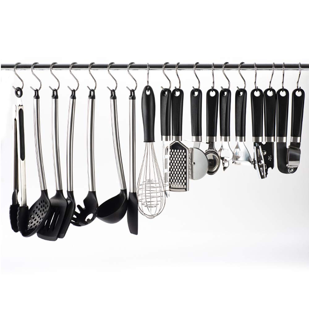 JOMIHONEY 30 Pack Heavy Duty S Hooks Stainless Steel S Shaped Hooks 2.5 inch Metal Hooks for Hanging, Hanging Hook for Kitchen, Bathroom, Bedroom and Office