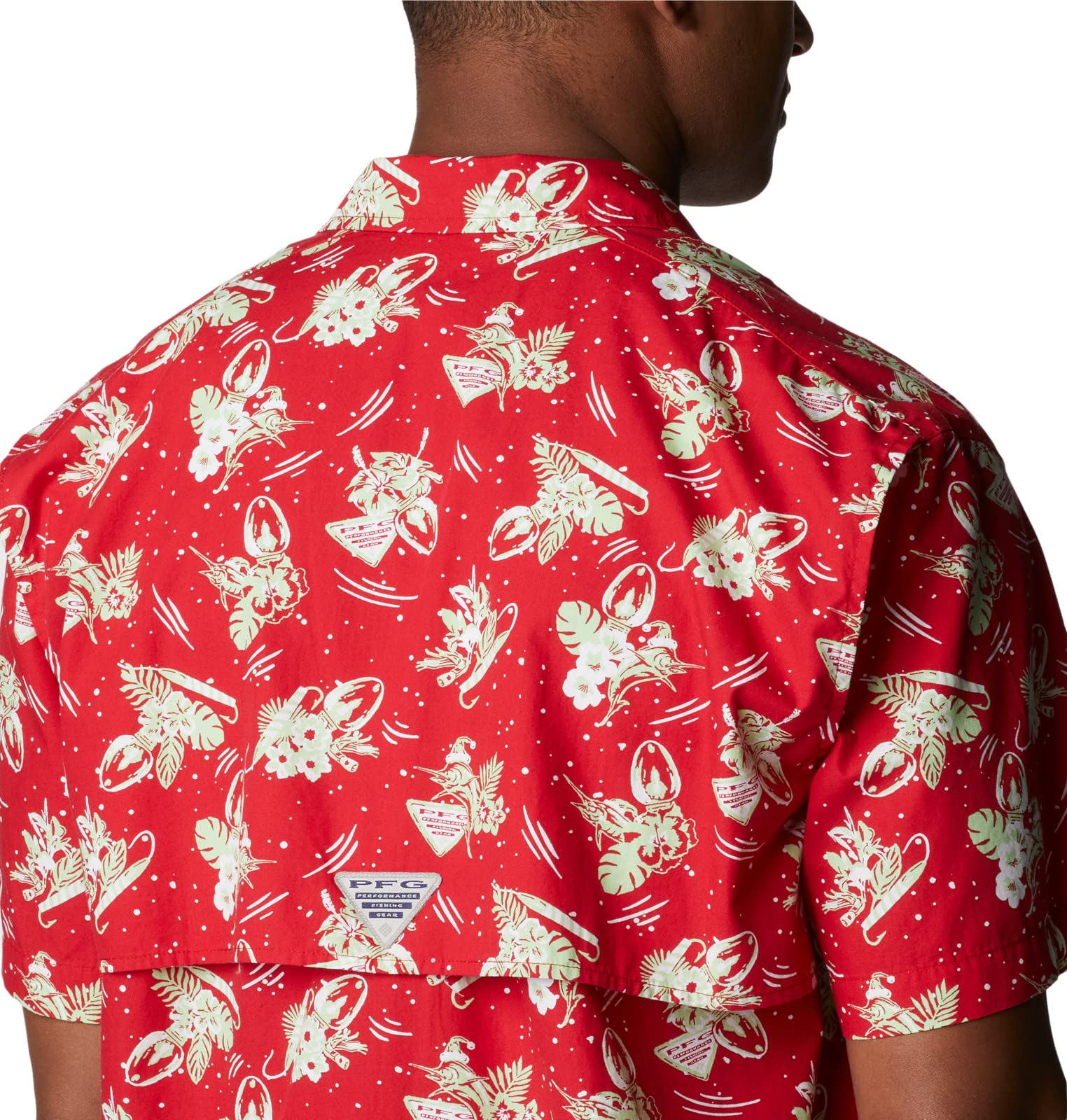 Columbia Men's Trollers Best Short Sleeve Shirt, Red Spark Lite Me Up Print, X-Large