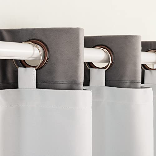 Melodieux Thermal Insulated 100% Blackout Curtain Liner for 84 Inch Long Curtains, Off White/Black, 40 by 80 Inch, 1 Panel, Rings Included