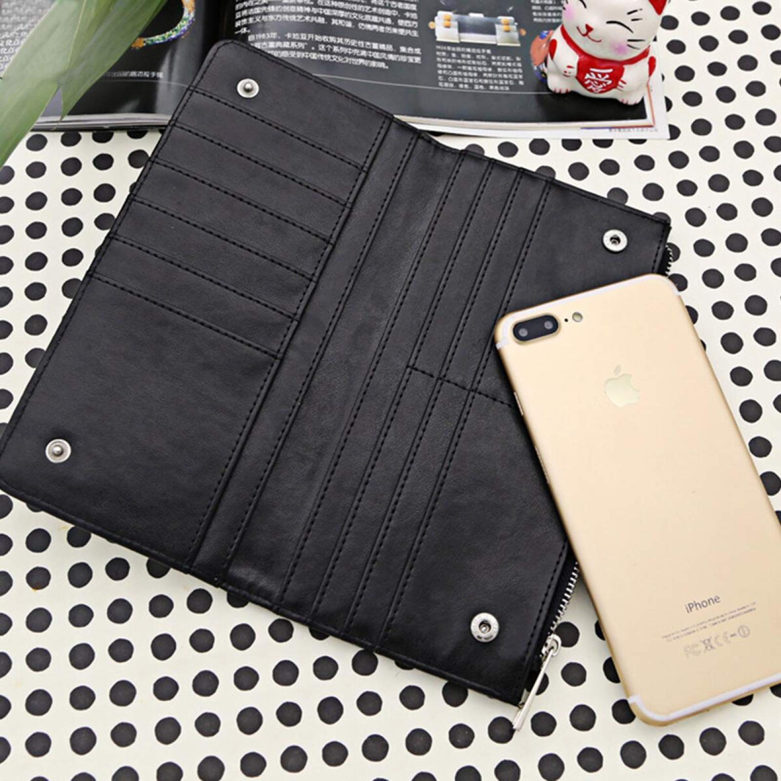 Wallets for Women,Fierce Nine-Tailed Fox,Genuine Leather Credit Card Holder with RFID Blocking Large Capacity Wristlet Coin Purse