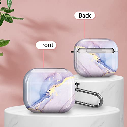 Fintie Case for AirPods 3 (2021), [Sleek Shield] Slim Soft TPU Durable Shockproof Portable Protective Cover Skin with Keychain for AirPods 3rd Generation Charging Case, Glittering Marble