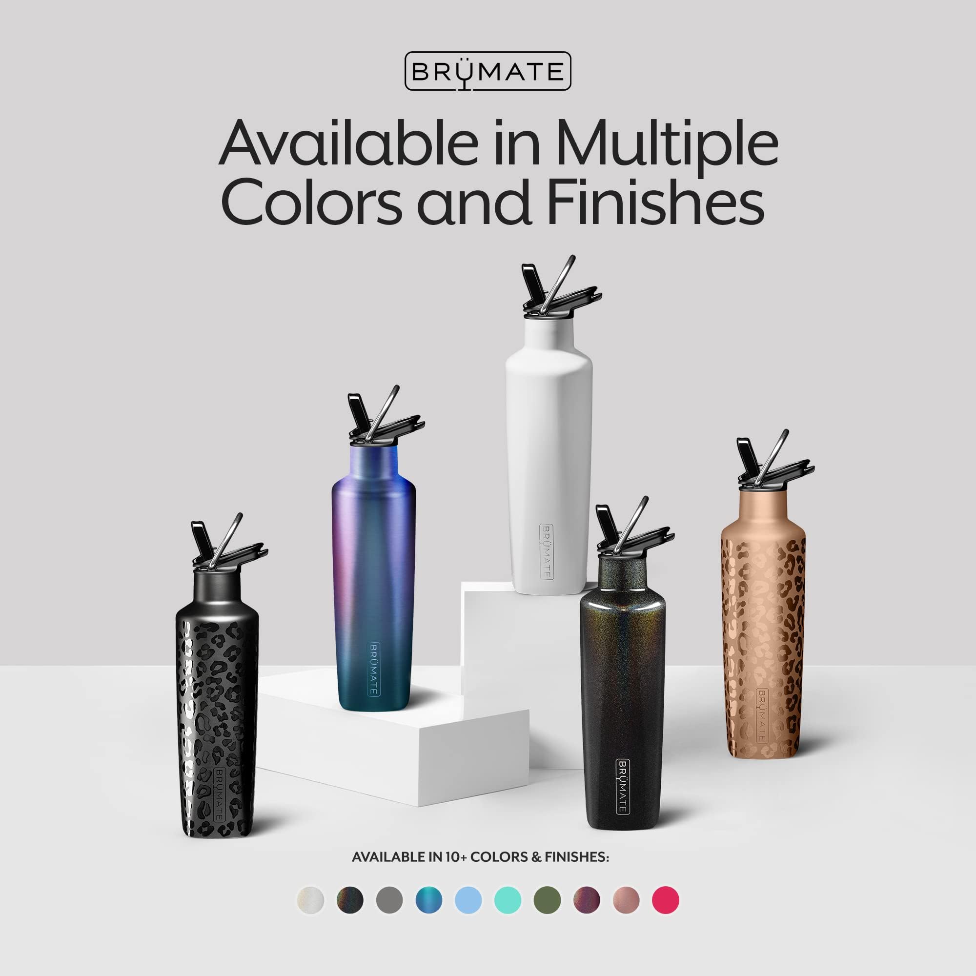 BrüMate ReHydration - 100% Leakproof 25oz Insulated Water Bottle with Straw - Stainless Steel Water Canteen (Glitter Charcoal)