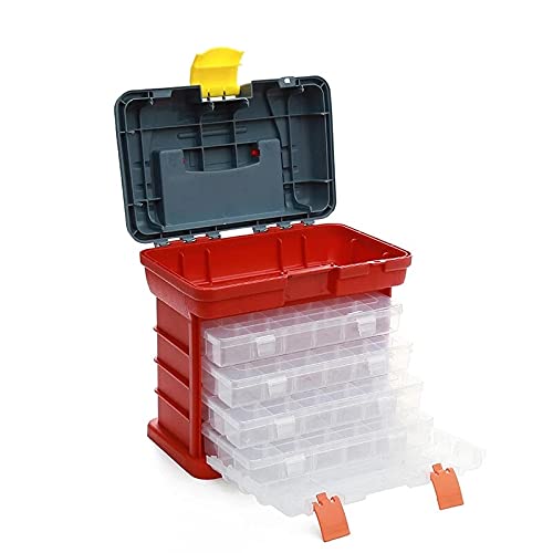 Cofnyz Storage Tool Box Multifunction 4 Layers Plastic Box Large Fishing Box Screw Parts Storage Box Storage Fishing Lures Box Accessories Tool Box