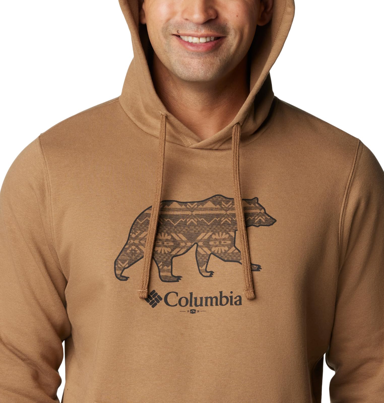 Columbia Men's Trek Graphic Hoodie, Delta/Bearly Checkered Peaks Graphic, Large