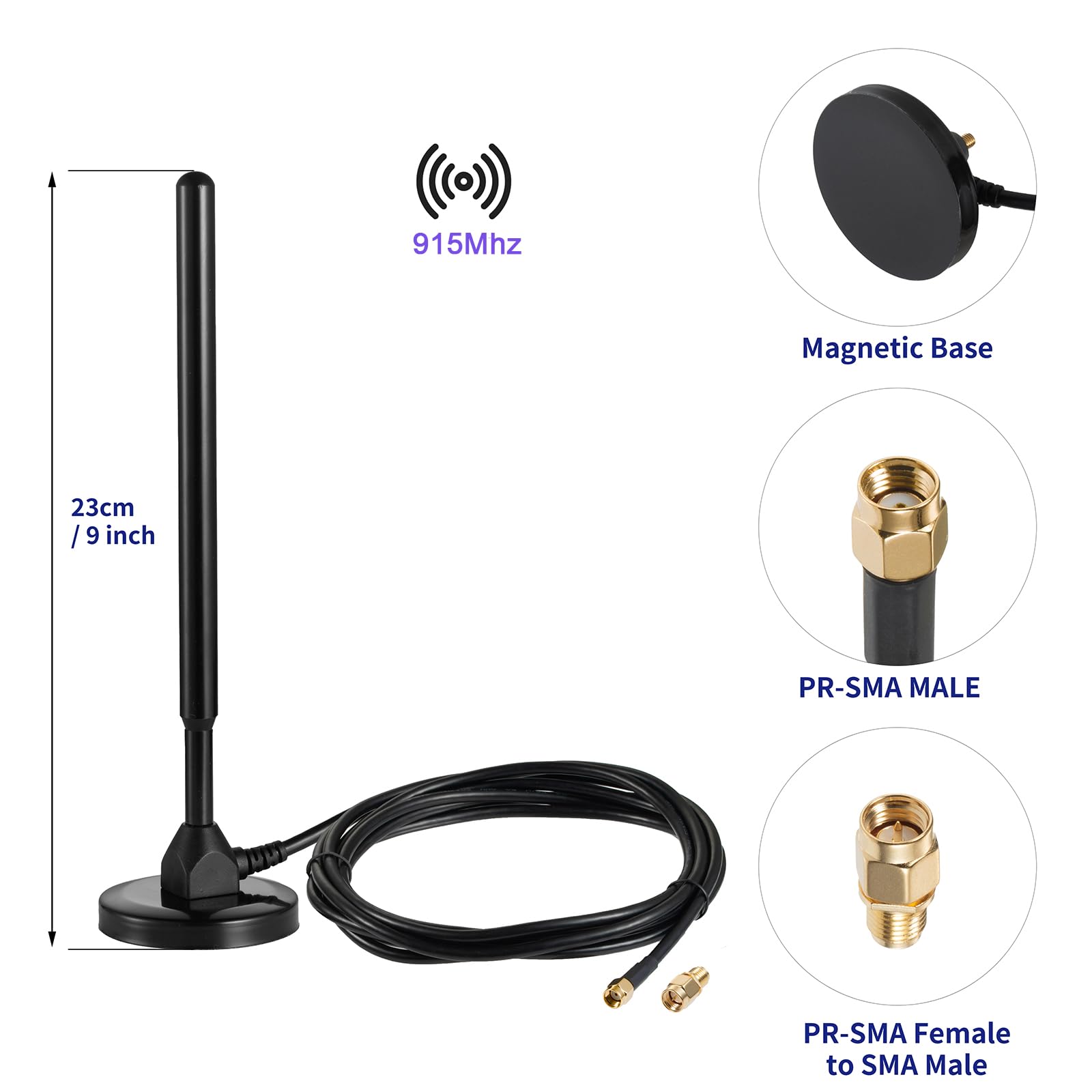 Waterproof 5.8dBi Magnet Base Mount 915MHz Lora Fiberglass Antenna with 10ft Cable for Helium Hotspot RAK RAK2 Nebra Bobcat 300 SenseCAP M1 SyncroB.it Hotspot Finestra HNT Miner,Eifagur