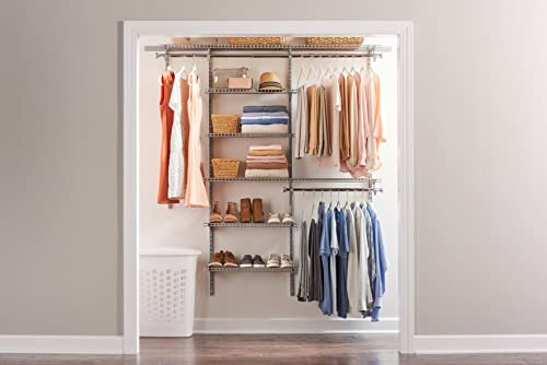 Rubbermaid Configurations Deluxe Custom Closet Kit, 3-6 Ft. Adjustable Metal Wire Shelving, Titanium Finish, Expandable Organization System, Hardware Included, for Home Closet/Pantry/Laundry/Mudroom