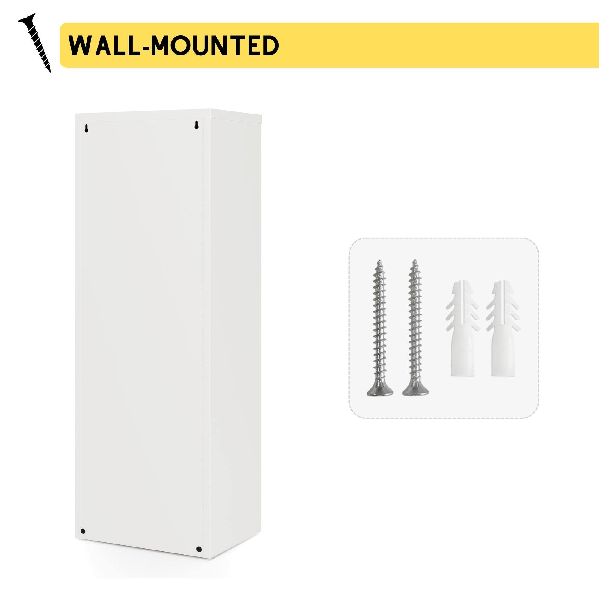CEHA Metal Tilt-Out Multipurpose Cabinet with Hideaway Drawers- Durable Bathroom/Kitchen/Pantry/Kids' Room Organizer - Wall Mountable Versatile Separator, Double, 11" x 37" x 13", White