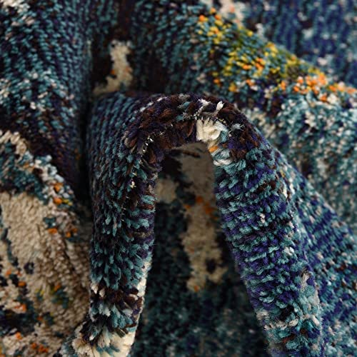 Unique Loom Estrella Collection Distressed, Landscape, Abstract, Modern, Earth Tones Area Rug (3' 3 x 5' 3 Rectangular, Navy Blue/Green)