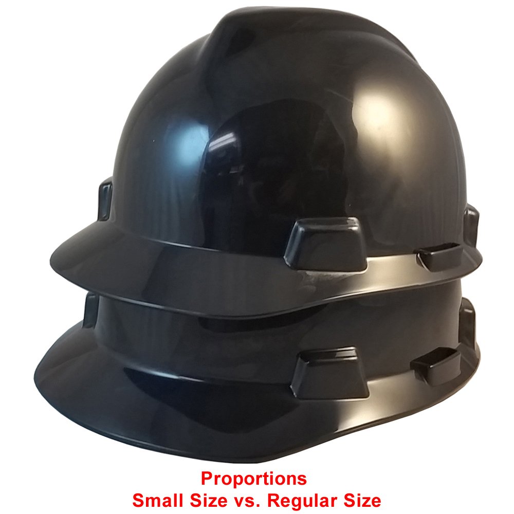 MSA V Small Size Cap Style Hard Hats w/FasTrac III Suspensions and Handy Tote Bag - Black