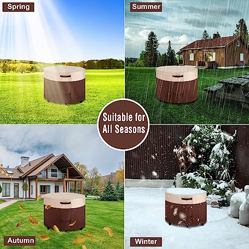 ELEXTYLE Round Fire Pit Cover 32 Inch Waterproof Heavy Duty Outdoor Round Firepit Covers 600D Patio Small Fire Pit Table Cover Dustproof Anti UV,32”D X 24”H