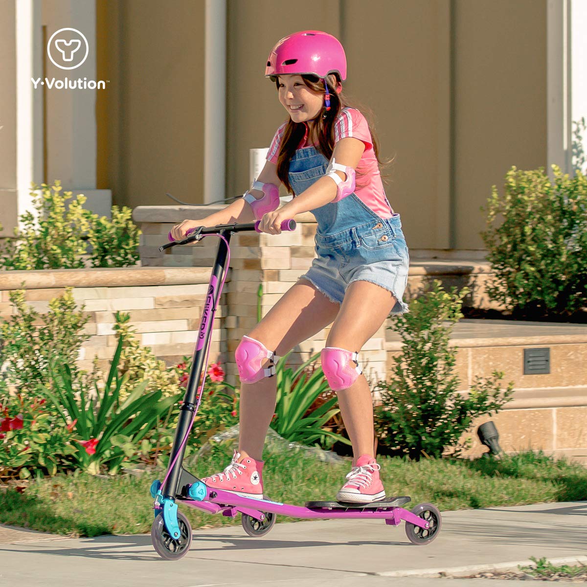 Yvolution Y Fliker Air A3 Scooter 3 Wheels Foldale Wiggle Scooter Self-Propelling Drifting Scooter for Boys and Girls Age 7+ Years (Purple 2020)