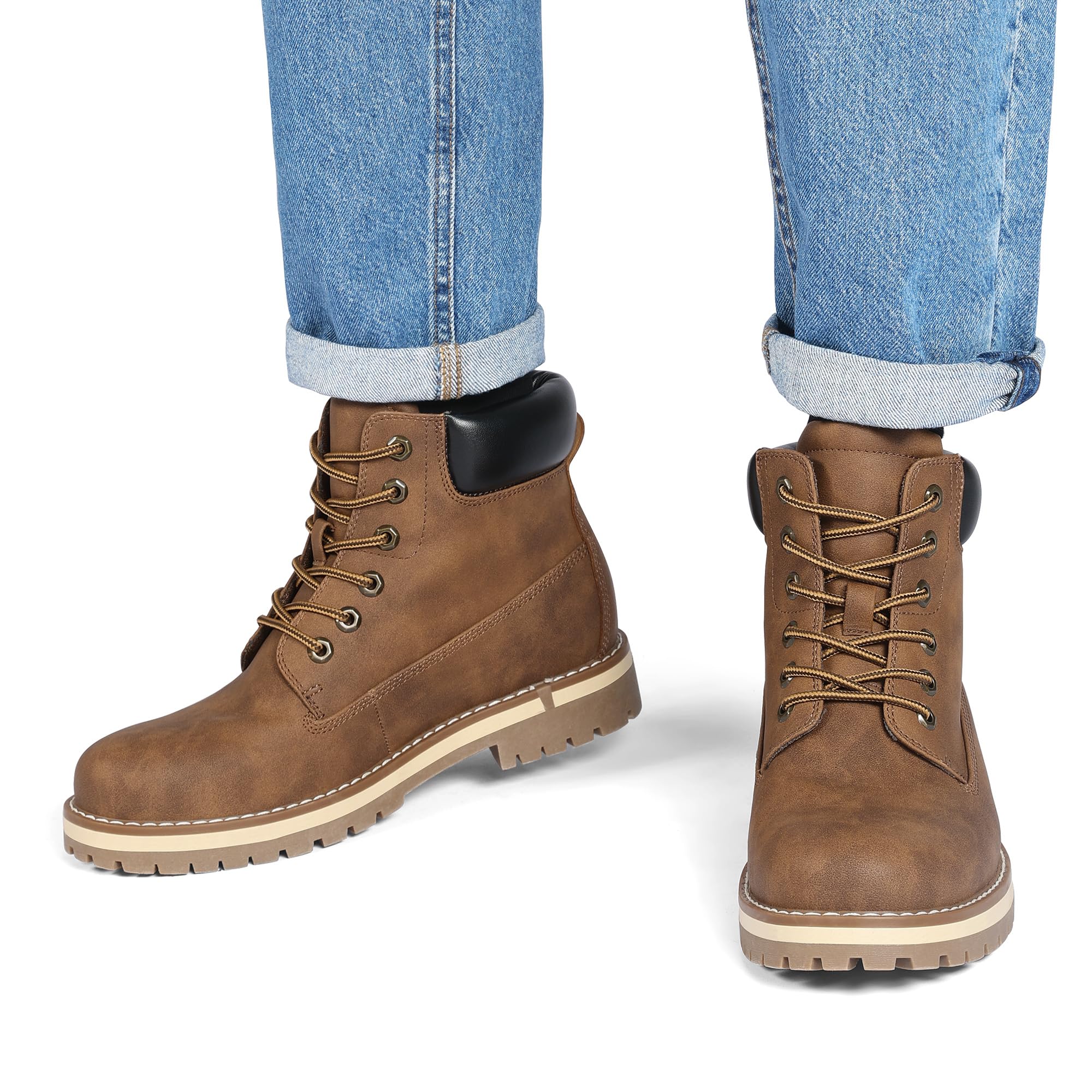 Bruno Marc Men's Insulated Winter Snow Boots Outdoor Warm Cold-Weather Work Boots,BROWN,Size 9.5,SBSB226M