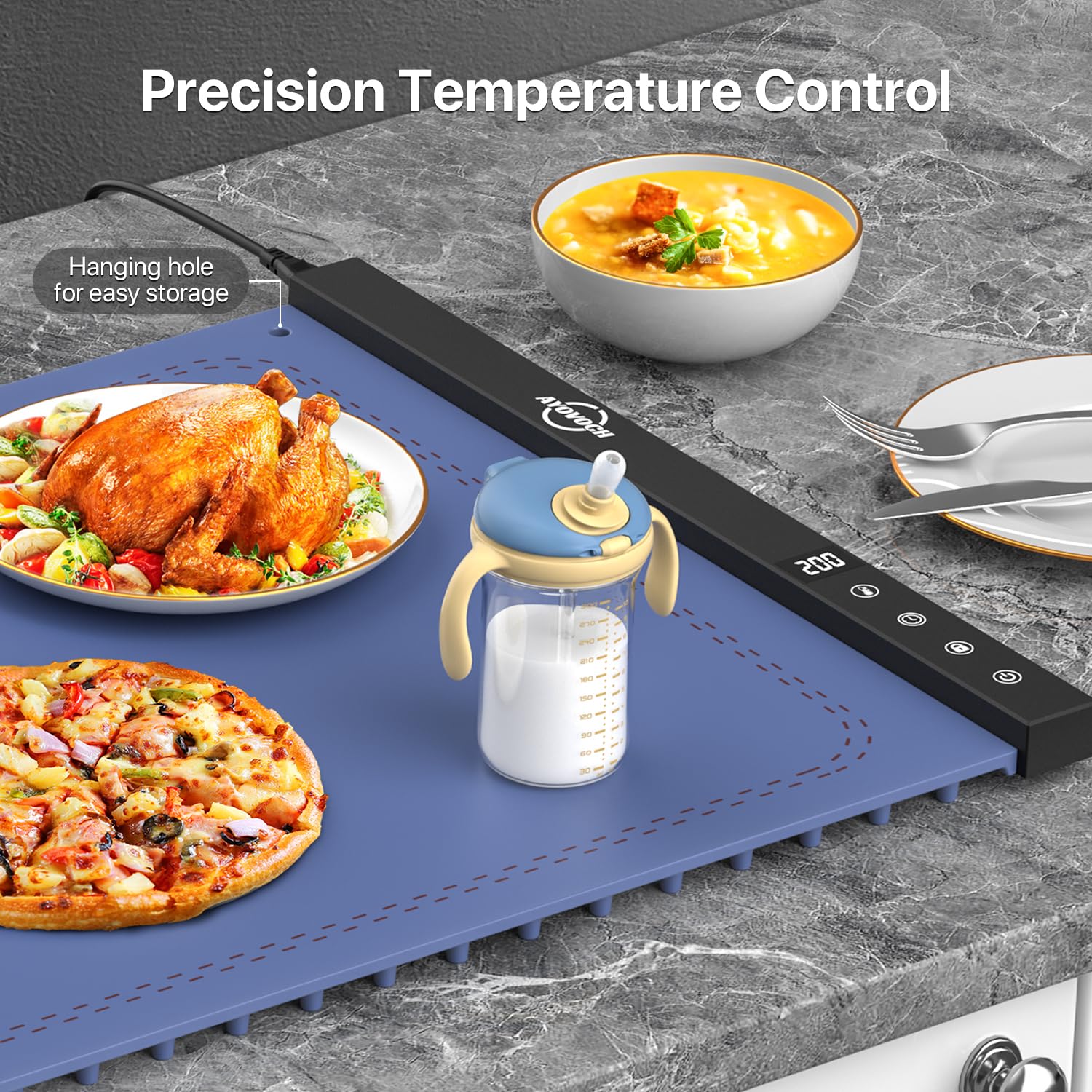 Electric Warming Tray - Full Surface Heating, Foldable Food Warmer for Parties, Premium Silicone Nano-Material, 3 Temperature Settings, Food Warmer for Gatherings, Parties, Everyday Use