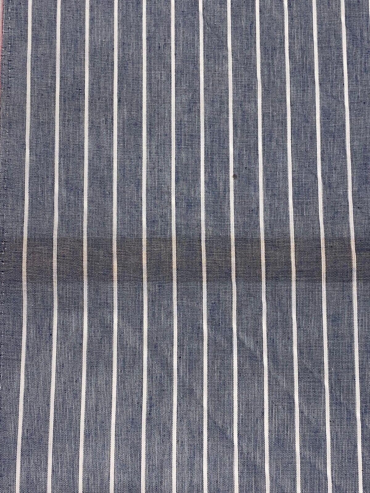 Chambray Blue White Stripe 100% Cotton Lawn Apparel Fabric Sheer 56 Inches Wide by The Yard
