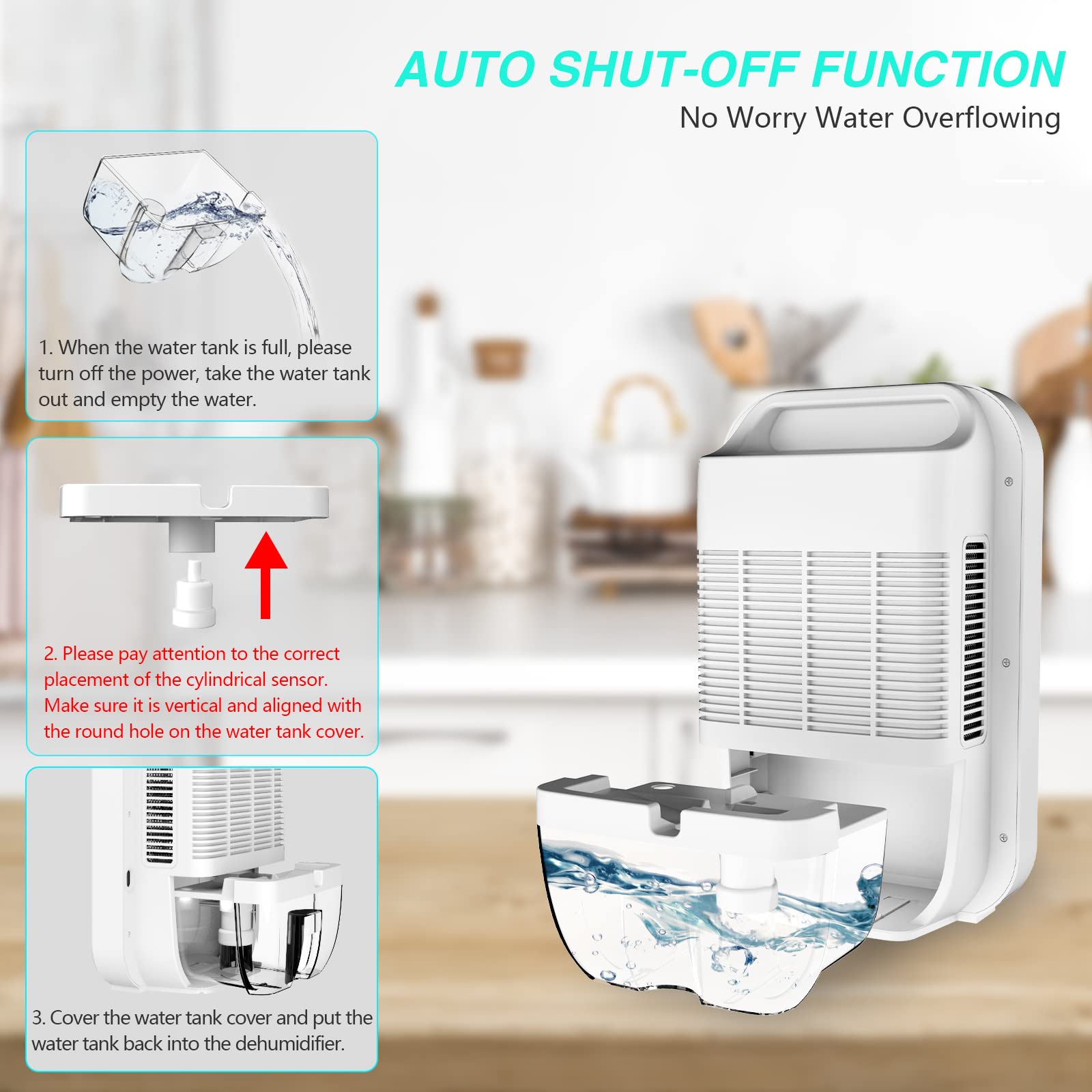 COLAZE Dehumidifiers for Small Spaces Dehumidifier Up to 500 Sq.ft with LED Display, Humidity Setting, Timer, Auto Shut off, Defrost Functions