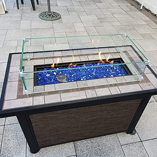 Fire Pit Glass Wind Guard,29” x 13” x 6” Rectangular Clear Tempered Glass Wind Guard ,Fire-Resistant Wind Screens Kit 5/16inch Thickness for Series 401/403 Outdoor Propane Fire Pit Tables.