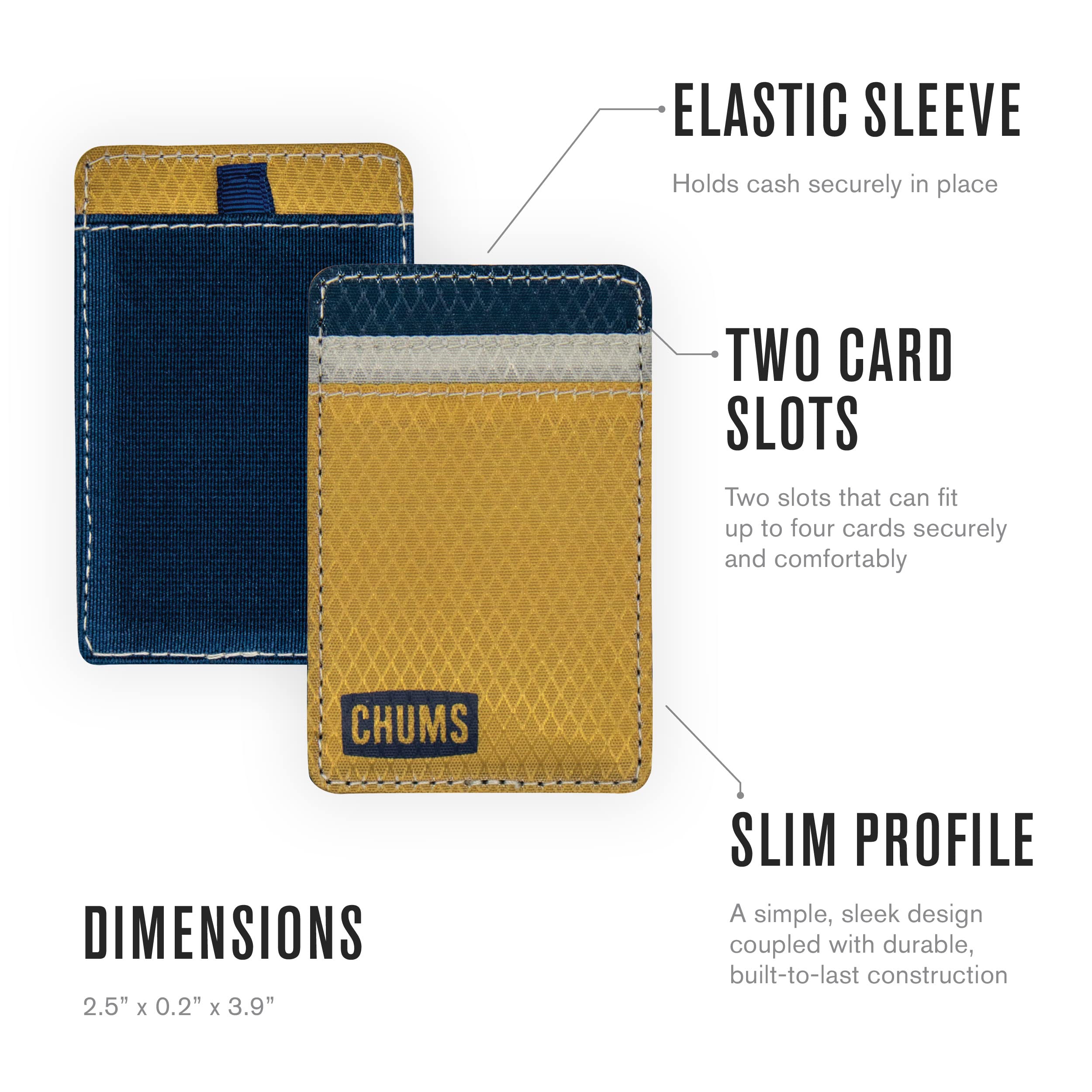Chums Daily Wallet – Ultra Slim Wallet & Small Card Holder for Cash, ID and Credit Cards (Black)