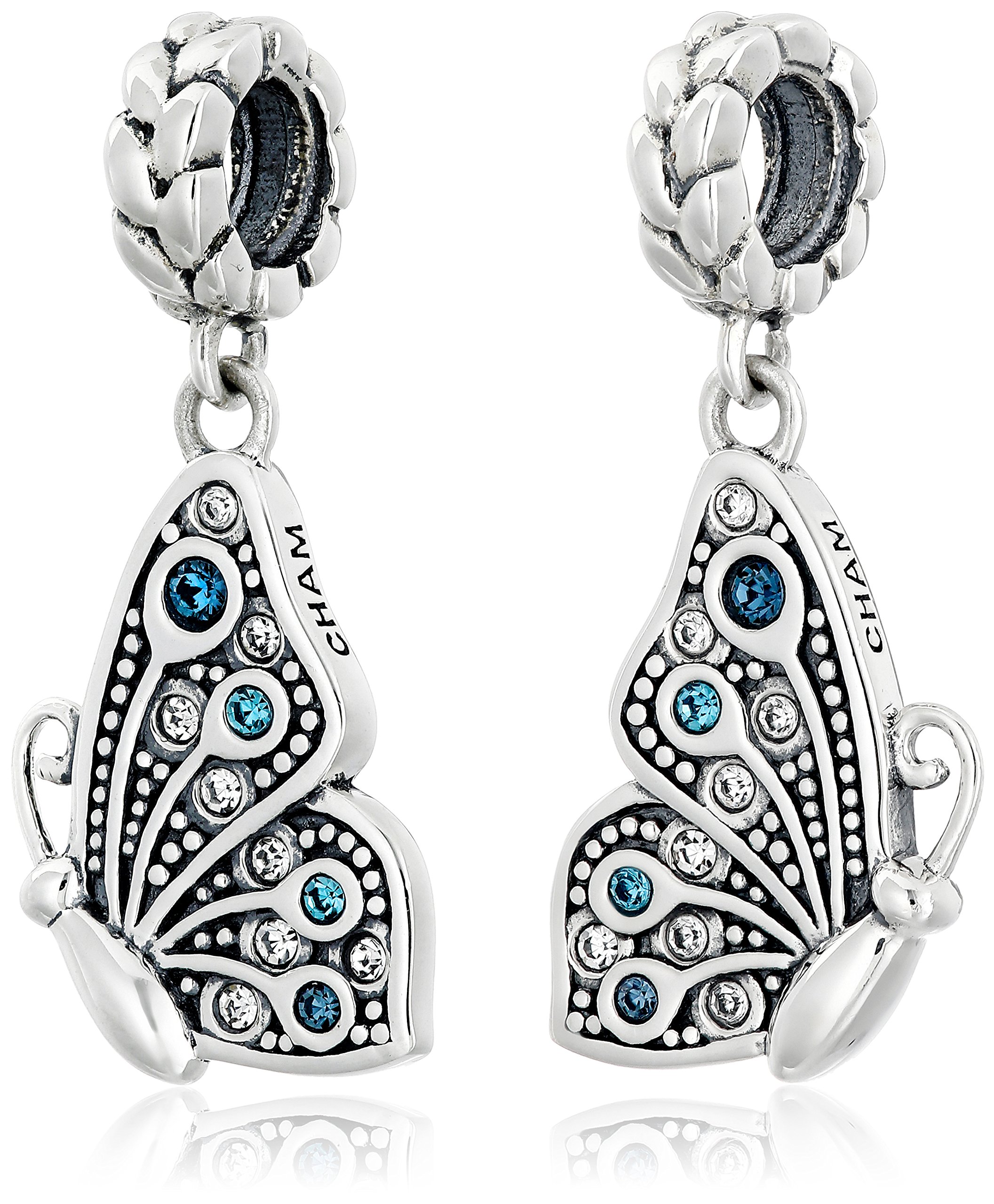 Chamilia Swarovski Crystal True Blue Friendship Best Friends Butterfly Bead Charm