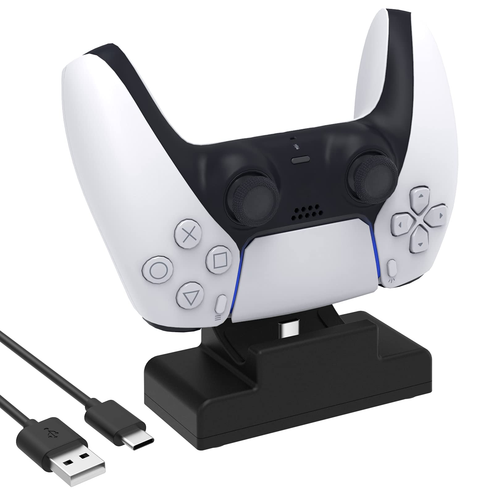 Charger Compatible with PS5 Controller, Controller Charging Stand USB Charging Station Dock Compatible with Playstation 5 with Type-C Cable