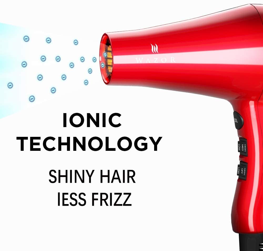 Ceramic Infrared Lightweight Hair Dryer with Diffuser, 1875W Professional Grade Ionic Blow Dryer Quite Hairdryer DC Motor, 2 Speeds and 3 Heat Settings, Cool Button, Concentrator, Comb