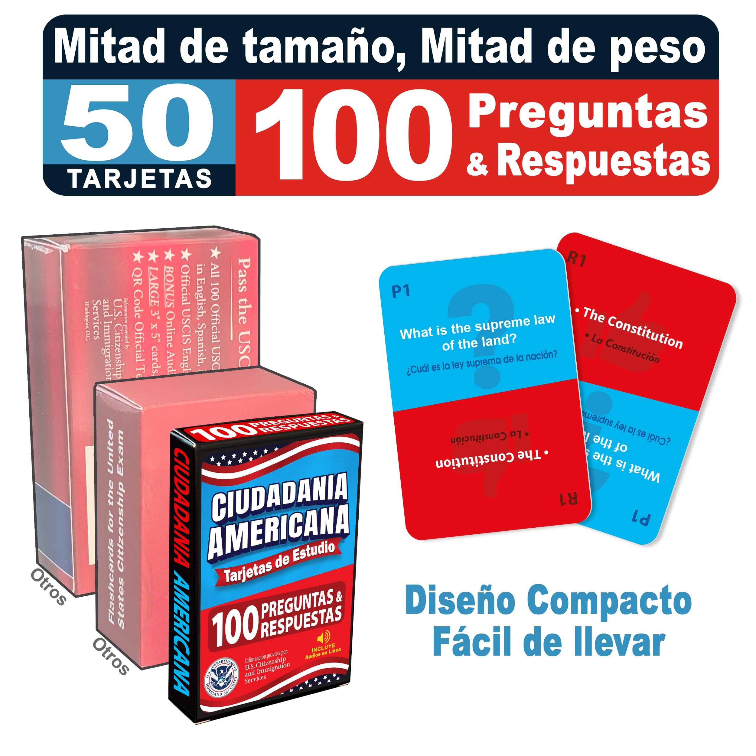 US Citizenship Flash Cards 2025: Study Guide: Ciudadania Americana Spanish and English. Flash Cards incluye Audios Online. USCIS 100 Preguntas y respuestas