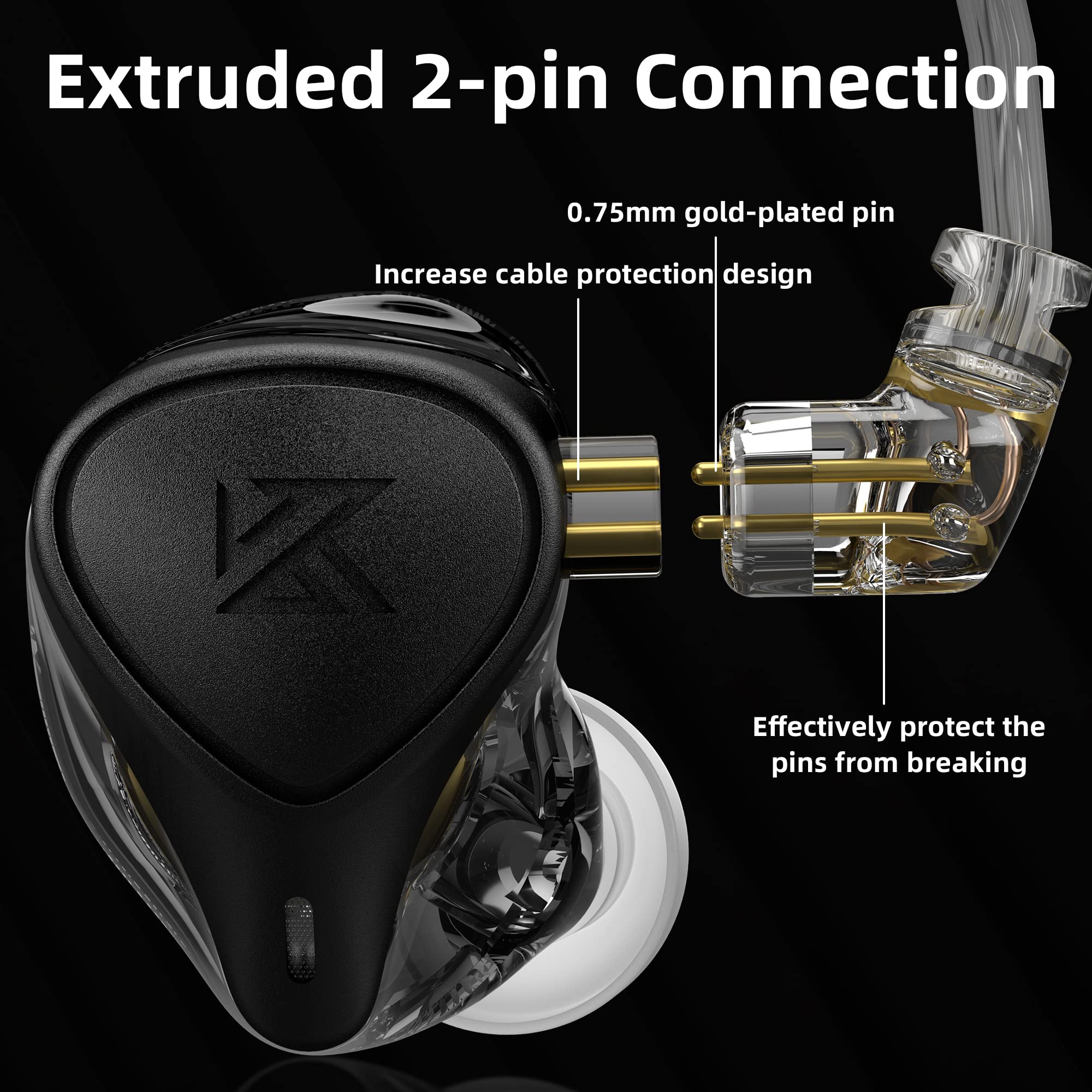 KZ x Crinacle CRN ZEXPro New Electrostatic & Dynamic & Balanced Armature Hybrid Earphone Passive Noise Reduction in-Ear Sports Music Headphones(Black,no mic)