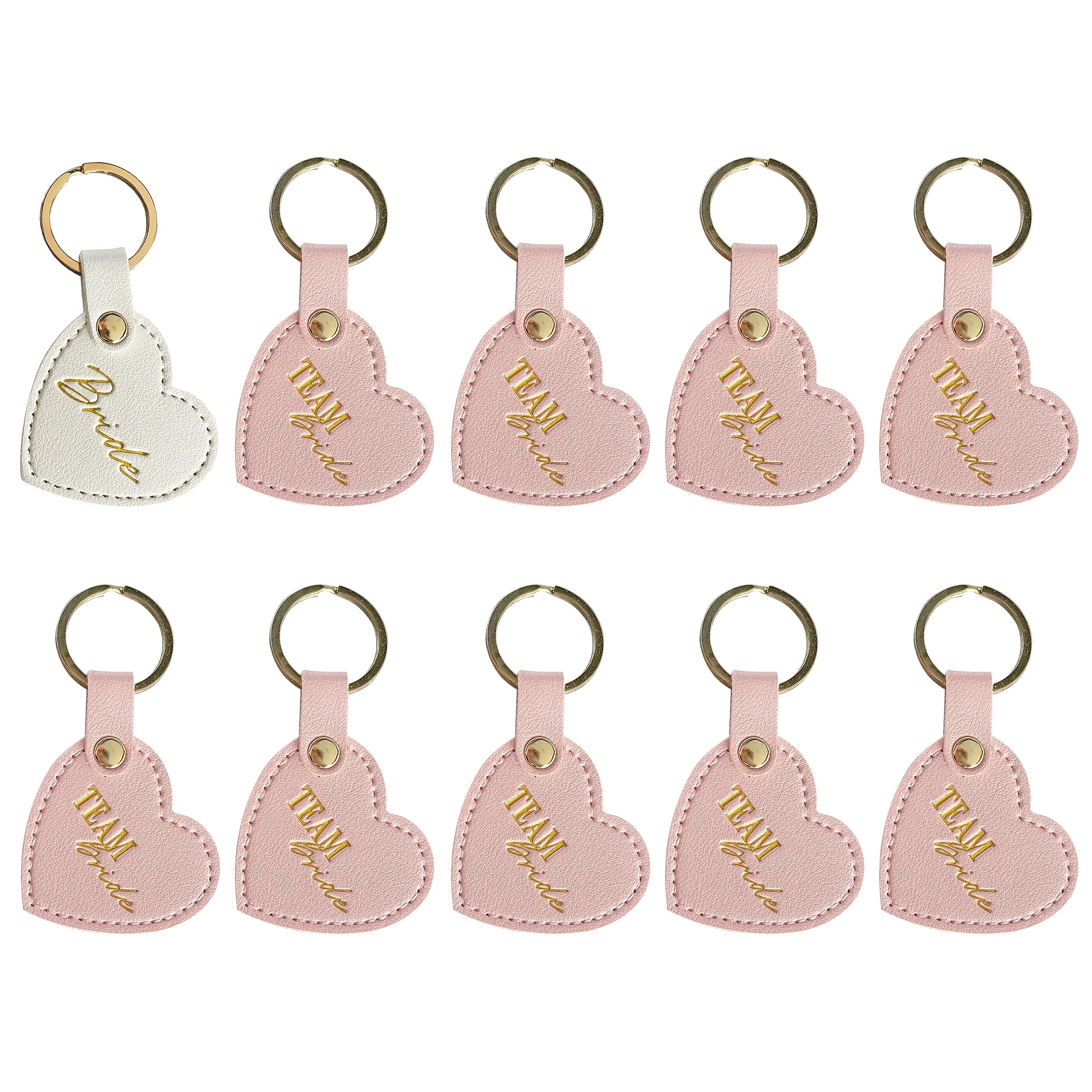 GroomBrideGifts Bridesmaid Gifts Bachelorette Party Favors Decorations For Women 10 Pcs Team Bride Keychains.(Light Pink)