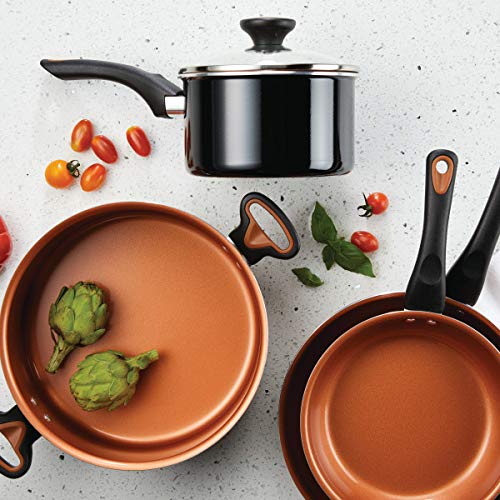 Farberware Glide CopperSlide Ceramic Nonstick 12 Piece Cookware Set (Black)
