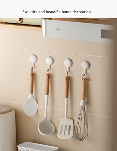 JULAHE Adhesive Wall Hooks for Hanging Towel Coat Hat Key Stylish Pebble Shape Utility Hook for Kitchen Bathroom No Drill Stick on Smooth Surface Ornament Hooks 4 Pack White