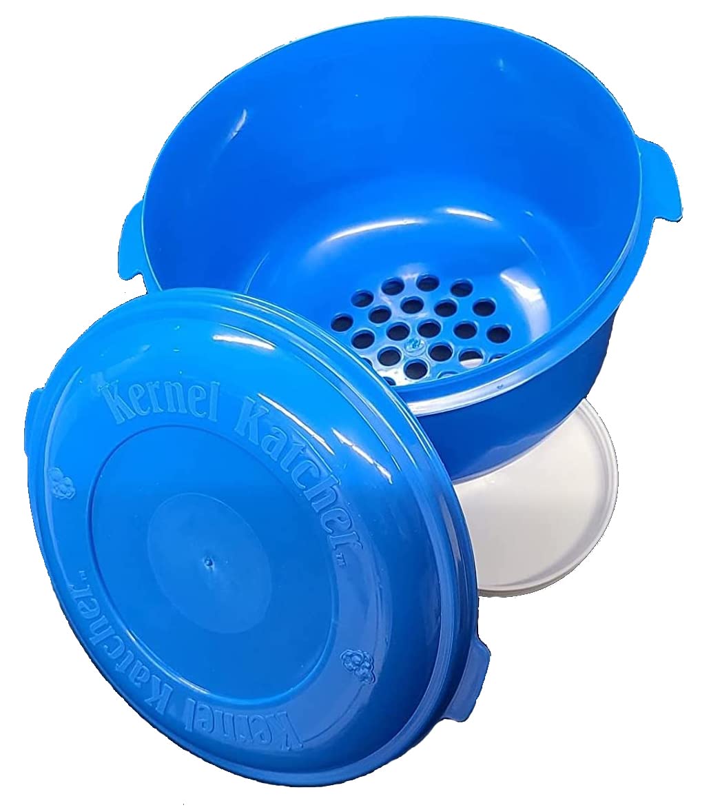 Kernel Catcher Popcorn Bowl-- Dentist Invented, Dishwasher Safe, Recycled Material (Blue)