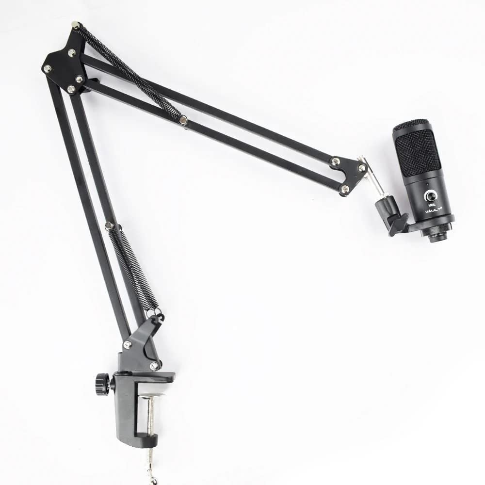 Vault MS126-1 Microphone Boom Scissor Extendable Arm Stand for Dynamic and Condenser Microphone with Mic Clip Holder & Table Mounting Clamp