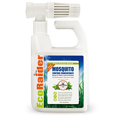 EcoVenger by EcoRaider Mosquito Control Triple-Action Hose-end Spray 32OZ, Kills All Stages+ Larvae Control+ Lasting Repellency, Citrus Scent, Non-Toxic Child-&-Pet-Safe