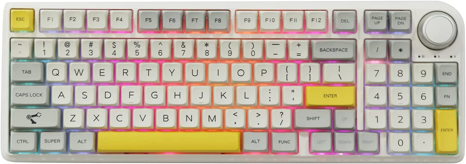 EPOMAKER Wireless Gaming Keyboard with Coiled Cable Combo, TH96 Tri-Mode Gasket Mechanical Keyboard with Puff Coiled Cable(Flamingo Switch)