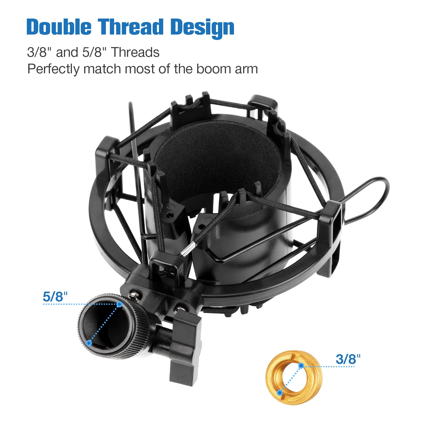 WIBOND Shock Mount Compatible with Shure SM7B microphone, SM7B Mic Mount Reduces Vibration Shock Noise, Alloy Shure Shock mount Matching Shure SM7B Mic Boom Arm Mic stand